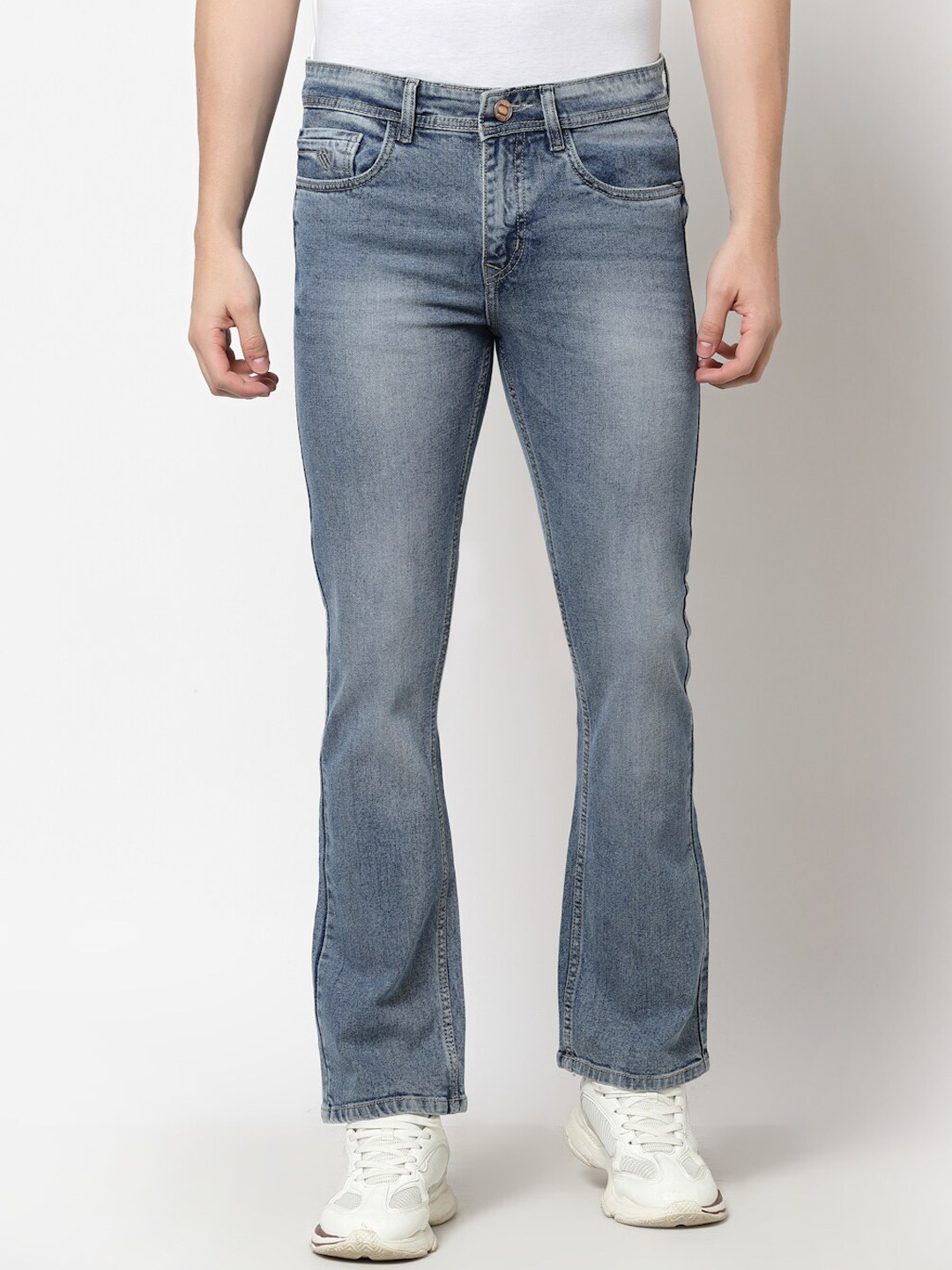 Buy FEVER Mens Stretch Denim Bootcut Fit Boot Cut Jeans - Jeans for Men ...