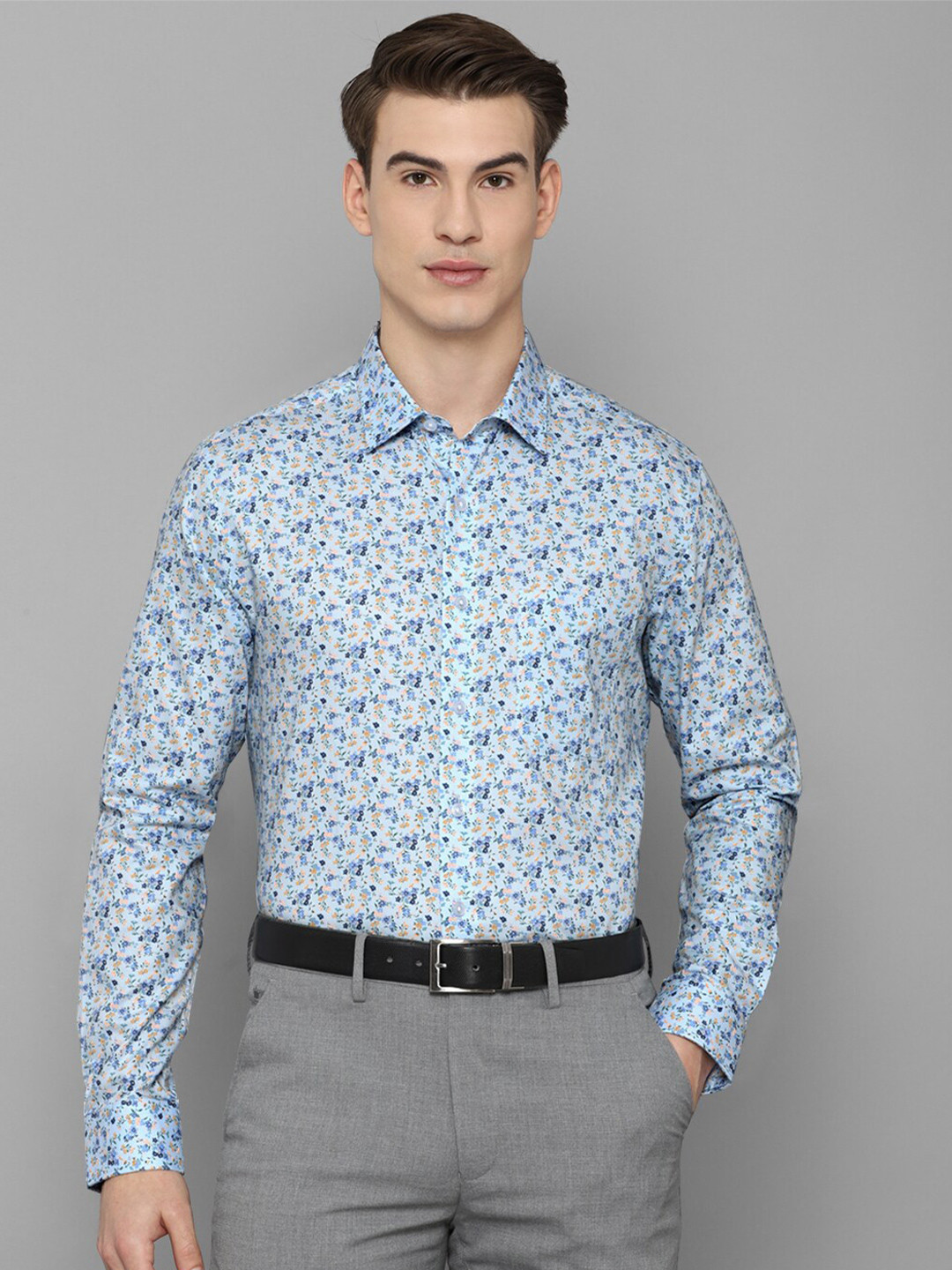 Buy Louis Philippe Men Blue Slim Fit Floral Printed Formal Shirt ...