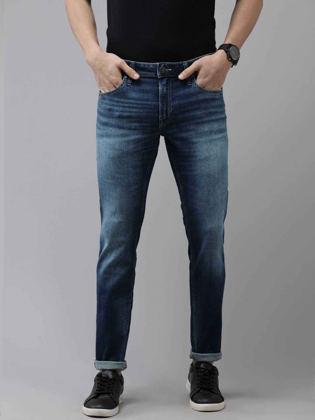 Buy Jack & Jones Men Blue Tim Slim Fit Low Rise Light Fade Stretchable ...