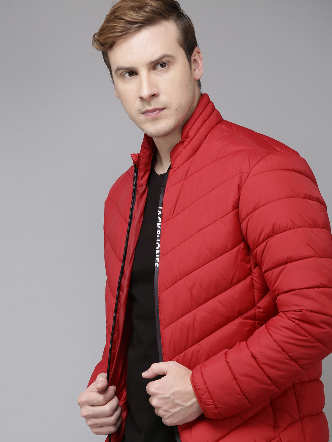 Buy Jack & Jones Men Red Solid Puffer Jacket - Jackets for Men 19349078 | Myntra