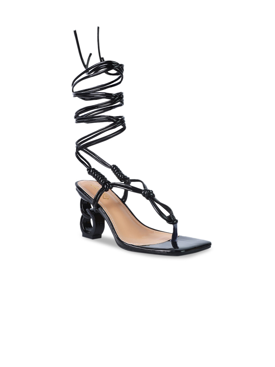 Buy London Rag Black PU Party Block Gladiators - Heels for Women ...