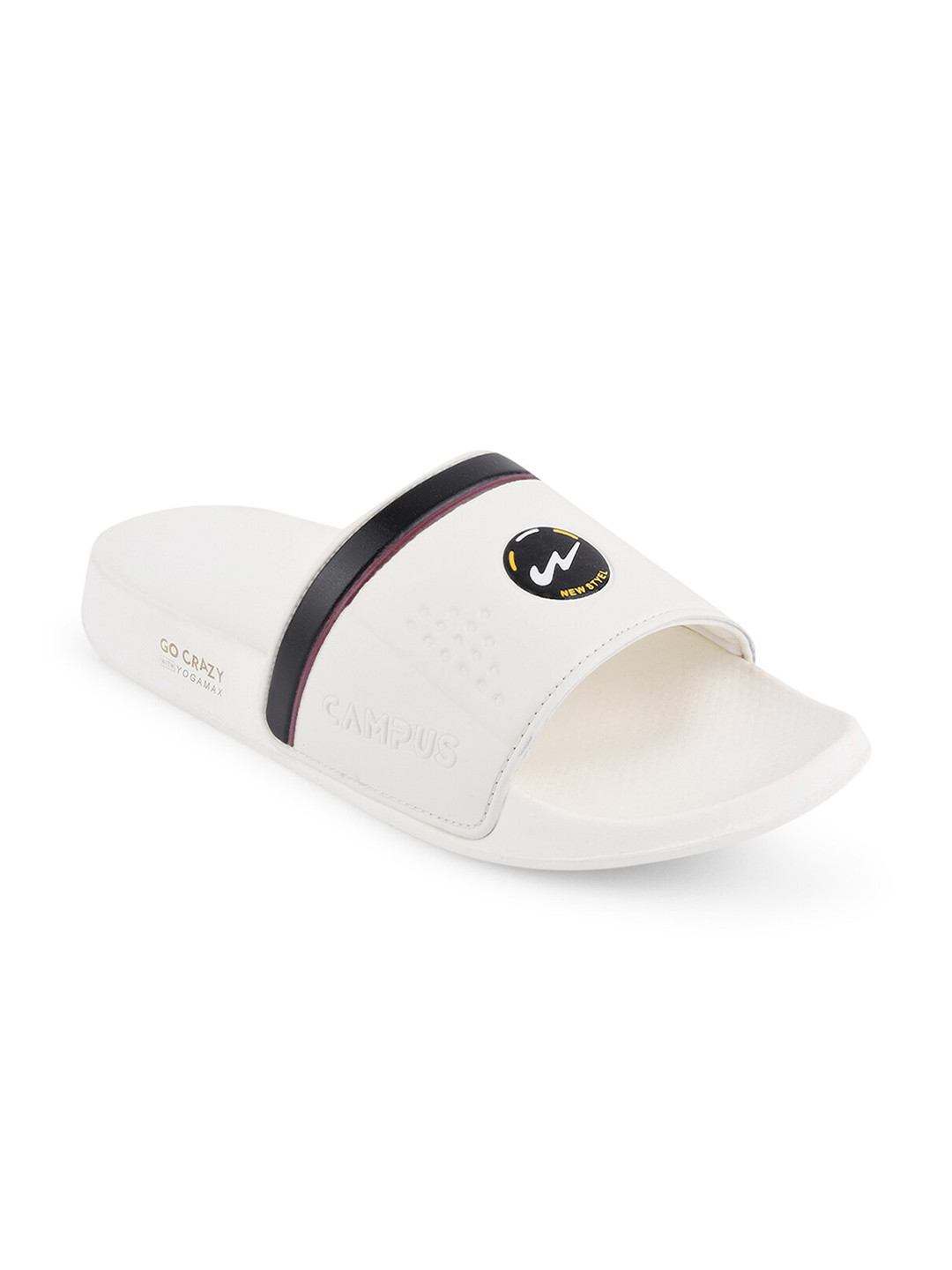 Buy Campus Men White & Black Colourblocked Sliders - Flip Flops for Men ...