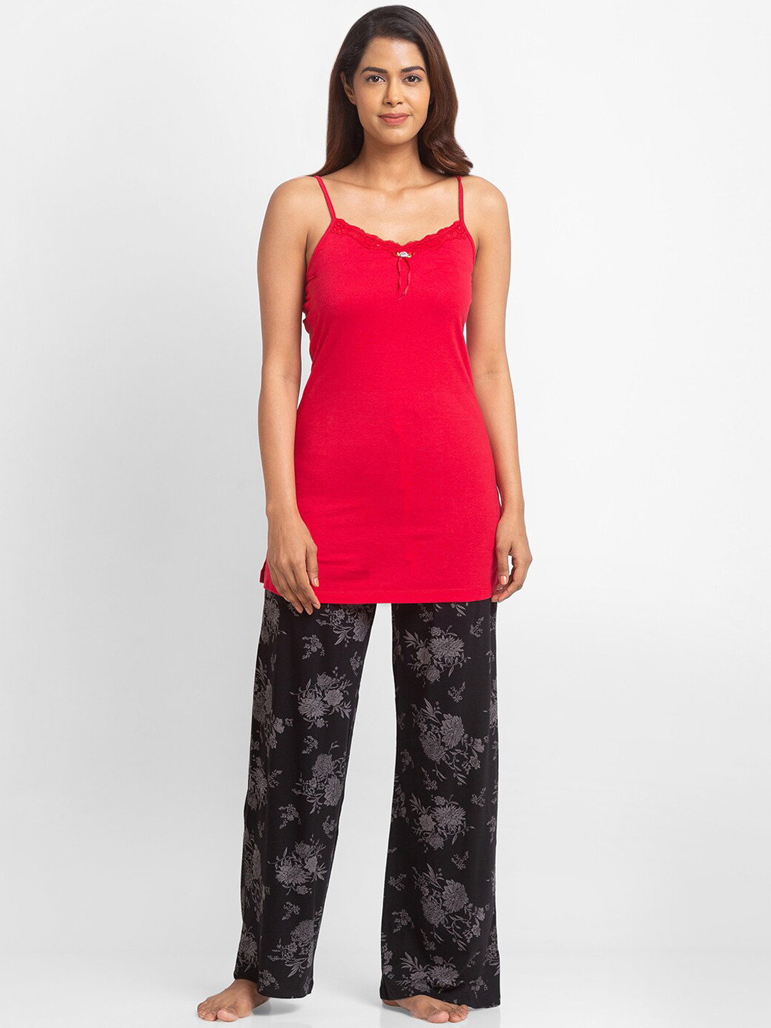 Buy Juliet Women Red & Black Night Suit - Night Suits for Women ...