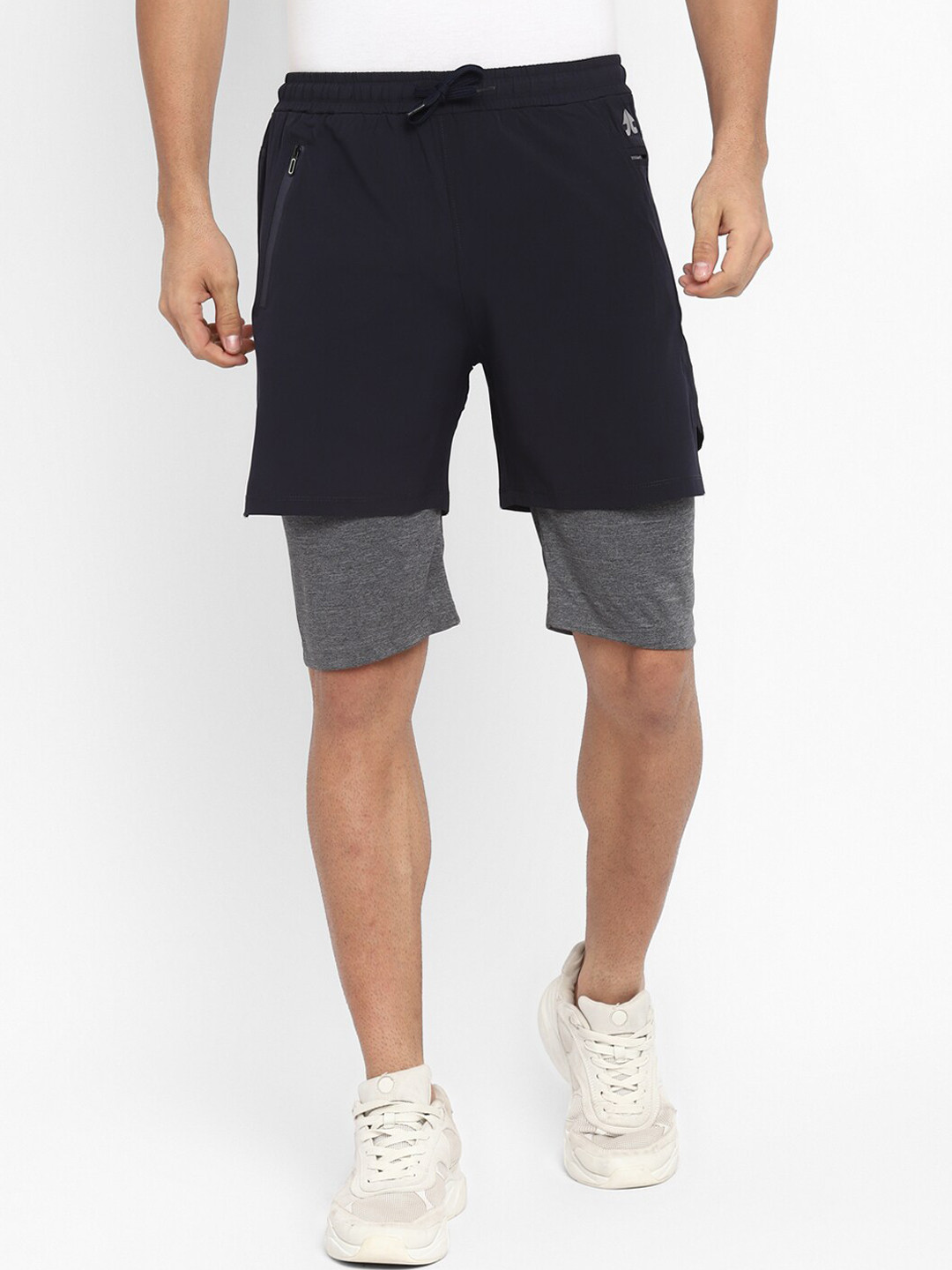 Buy OFF LIMITS Men Navy Blue Slim Fit Sports Shorts With Antimicrobial ...