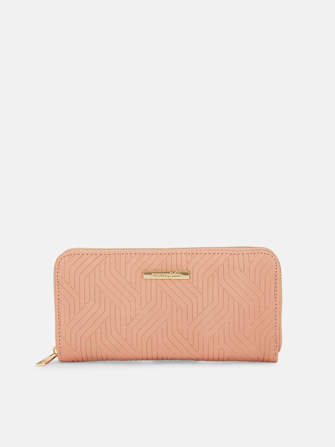 Buy Forever Glam By Pantaloons Women Peach Coloured Textured PU Zip ...