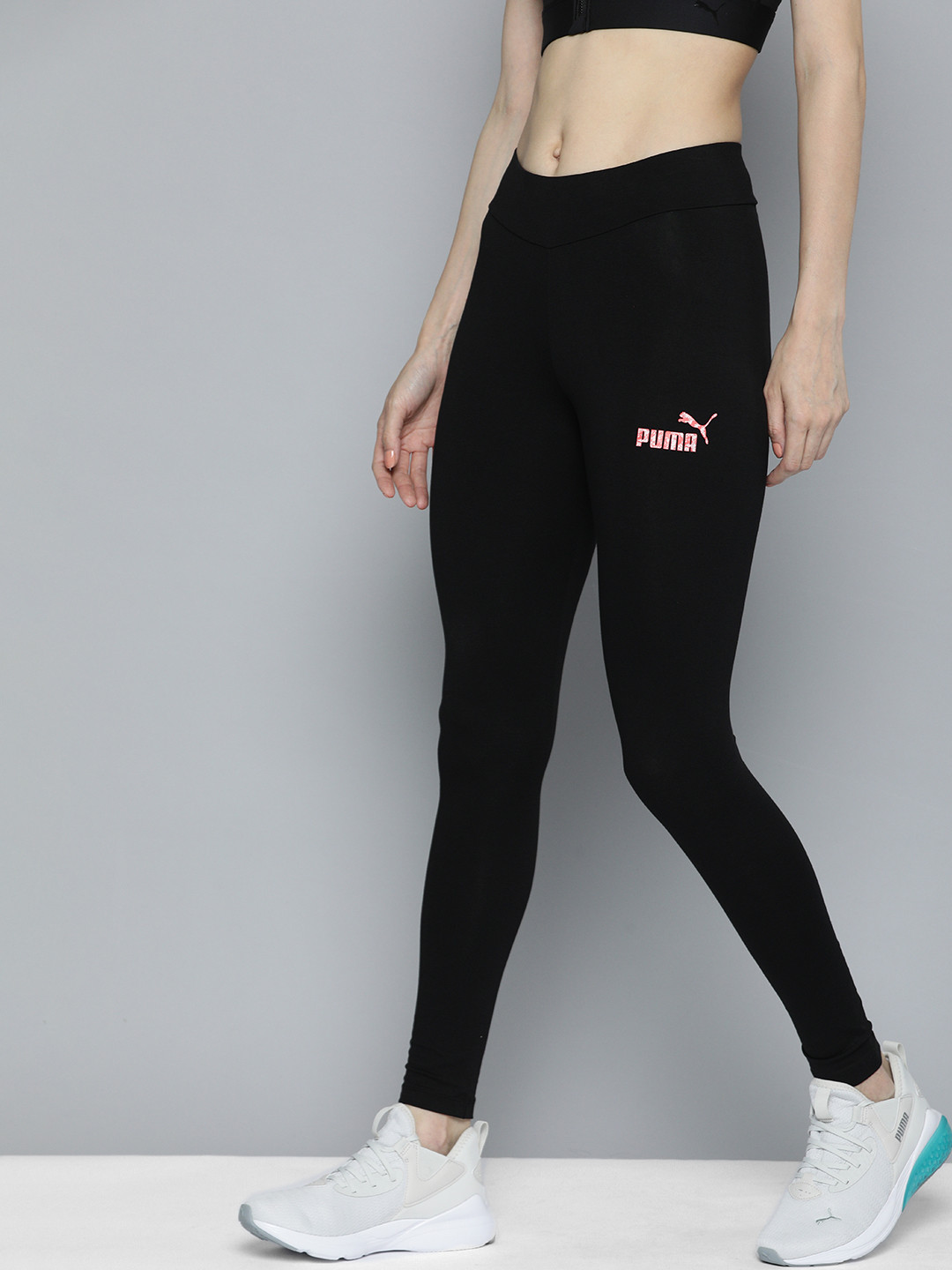 Buy Puma Women Black Brand Logo Stylized Graphic Tights - Tights for ...