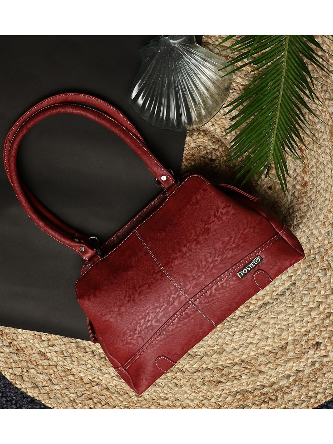 Buy Fostelo Maroon PU Structured Shoulder Bag With Quilted - Handbags ...