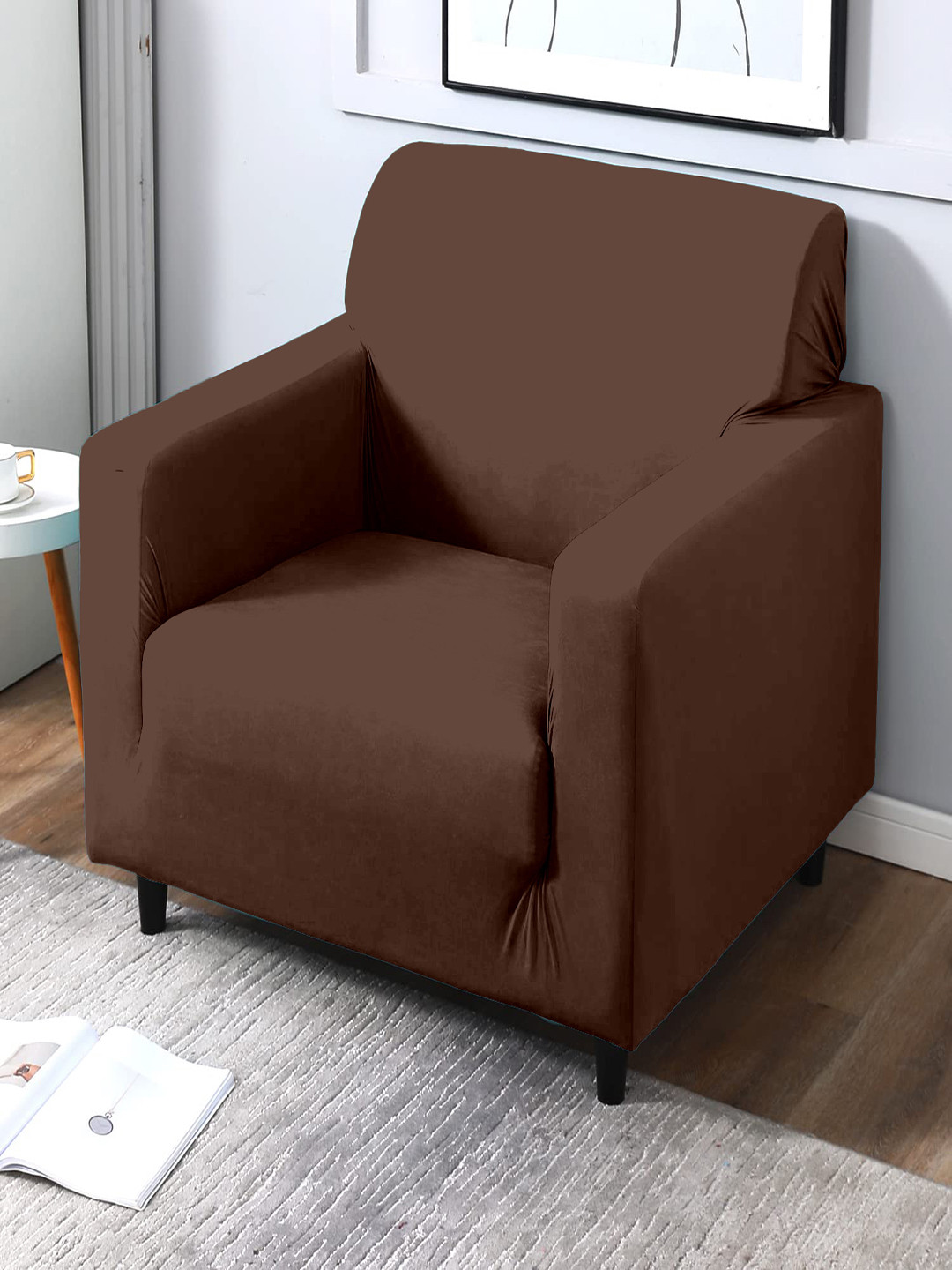 Buy Cortina Brown Solid Single Seater Sofa Cover - Sofa Covers for ...