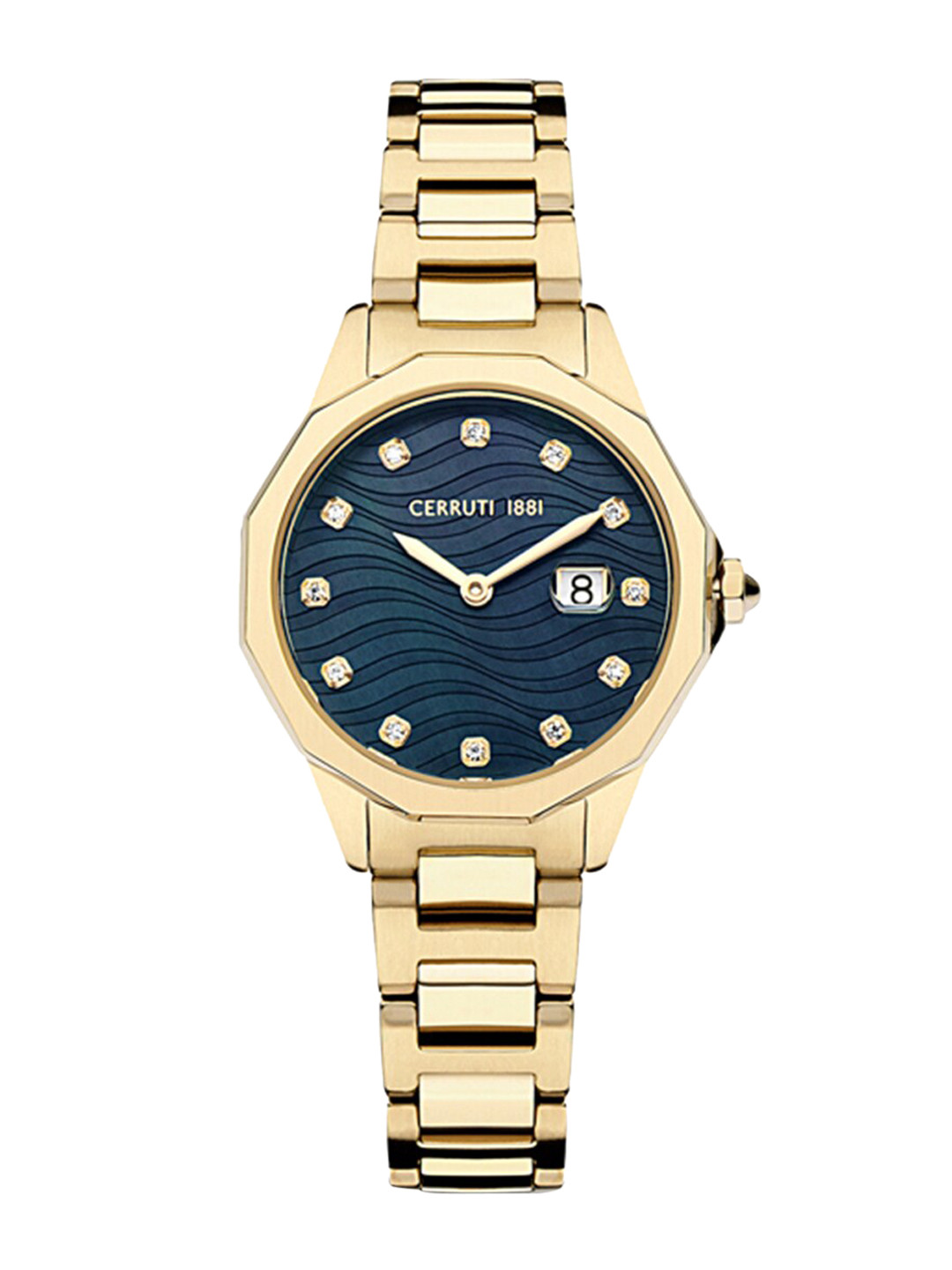 Buy Cerruti 1881 Women Blue Embellished Dial & Gold Toned Stainless ...