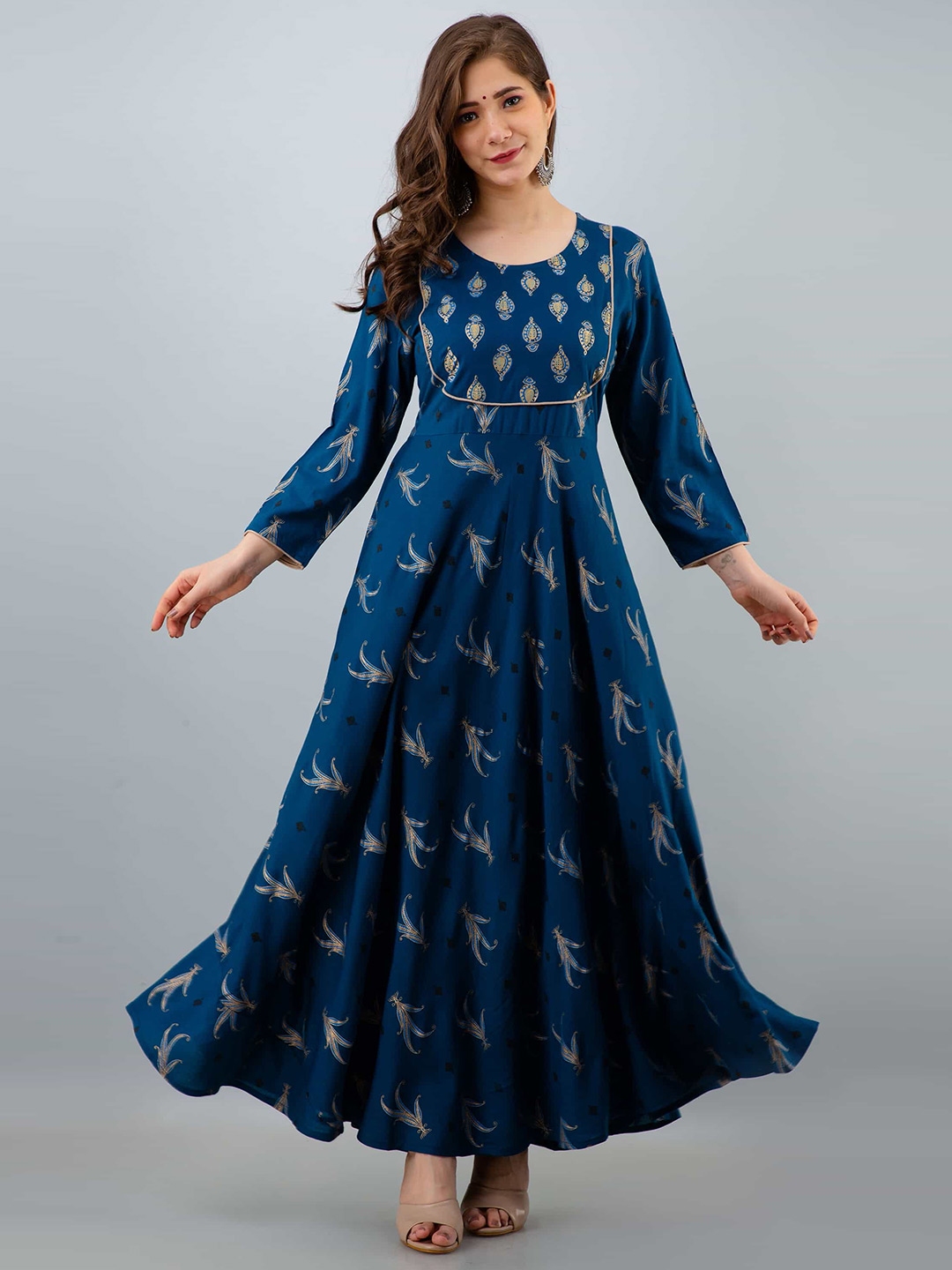 Buy NAYRAH Women Blue & Beige Ethnic Motifs Printed Anarkali Kurta ... Buy NAYRAH Women Blue & Beige Ethnic Motifs Printed Anarkali Kurta ...