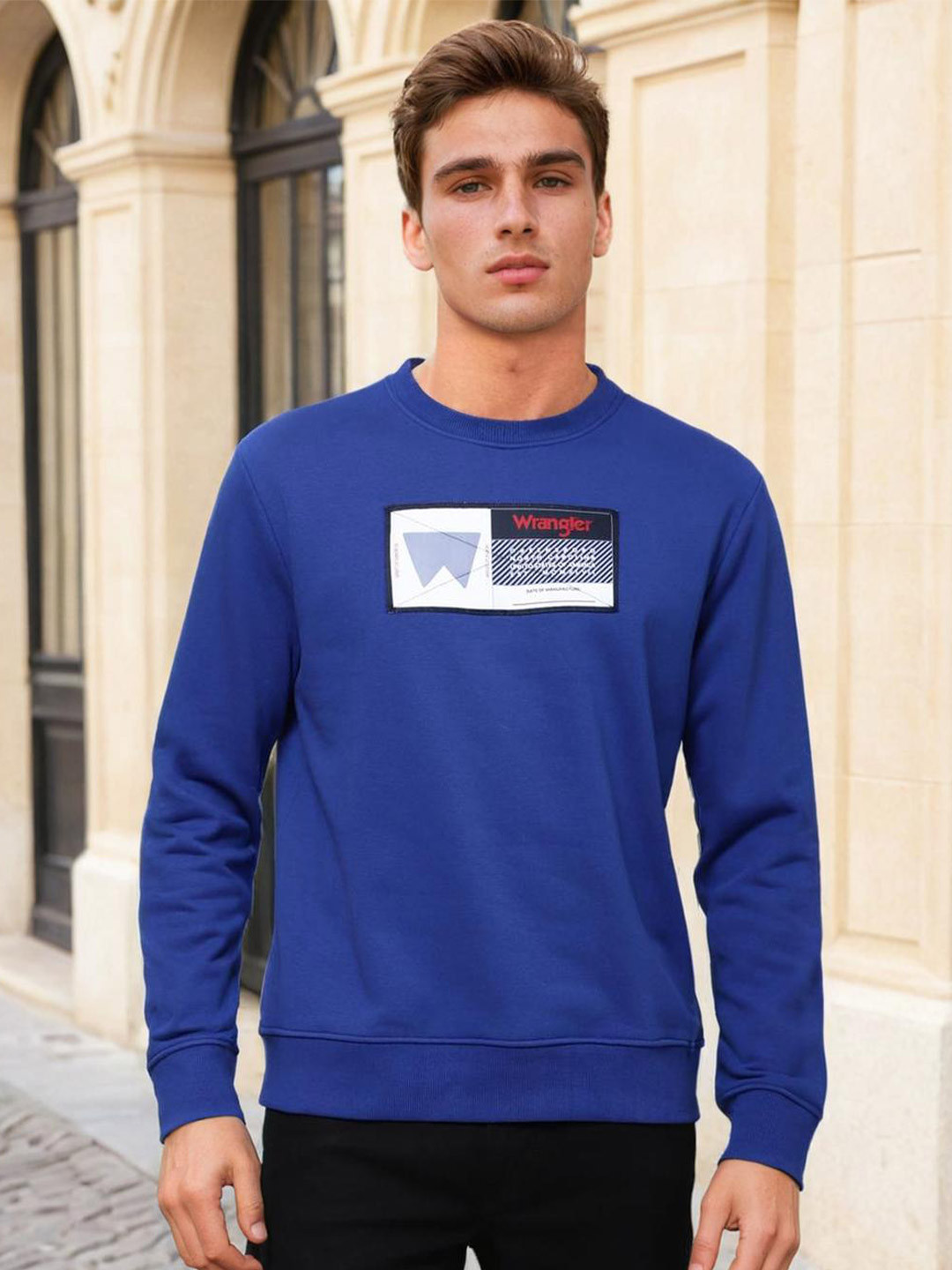 Buy Wrangler Men Blue Printed Sweatshirt - Sweatshirts for Men 19387738 ...