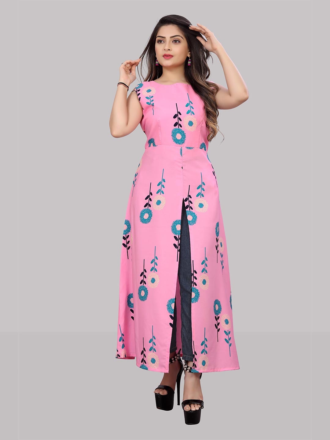 Buy MODLI 20 FASHION Pink Floral Crepe Maxi Dress - Dresses for Women ... Buy MODLI 20 FASHION Pink Floral Crepe Maxi Dress - Dresses for Women ...