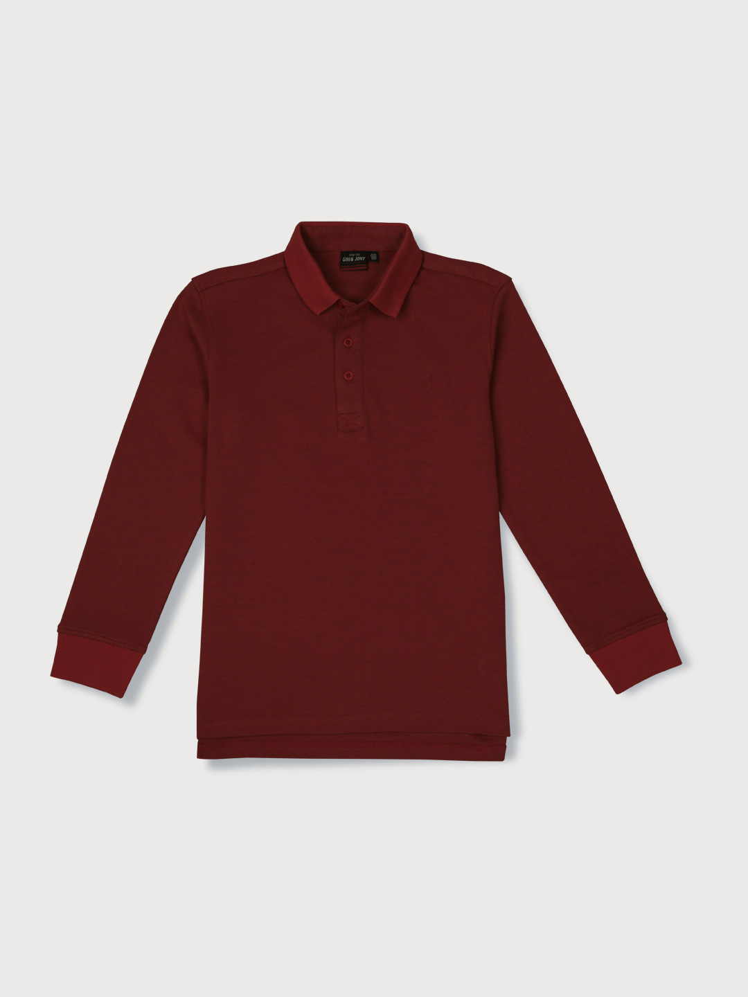 Buy Gini And Jony Boys Maroon Solid Polo Collar Full Sleeve T Shirt ...