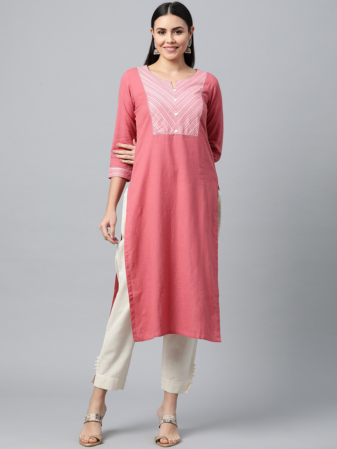 Buy KAMI KUBI Women Pink Yoke Design Kurta - Kurtas for Women 19396492 ...