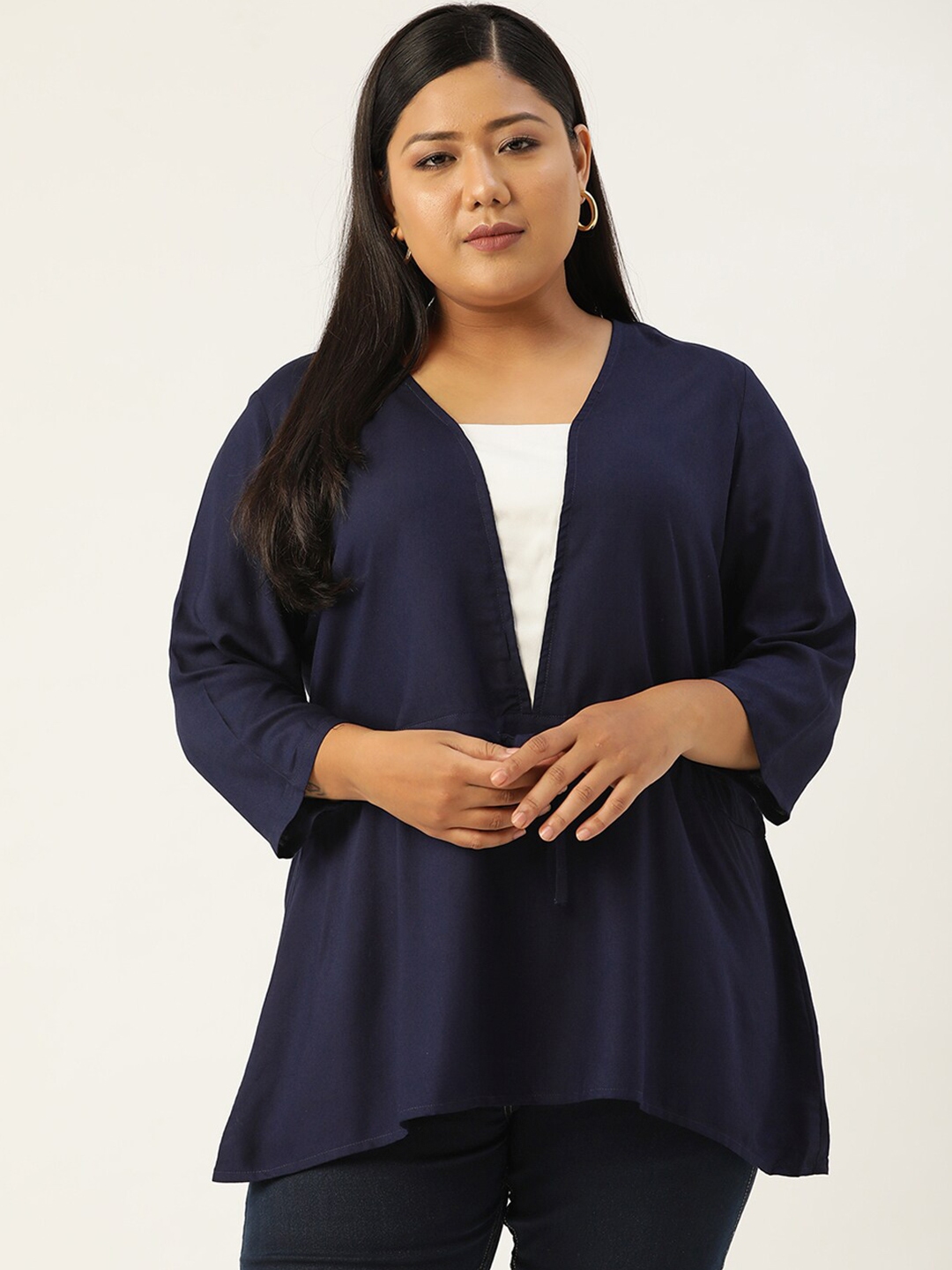 Buy TheRebelinme Women Plus Size Navy Blue Top - Tops for Women ...