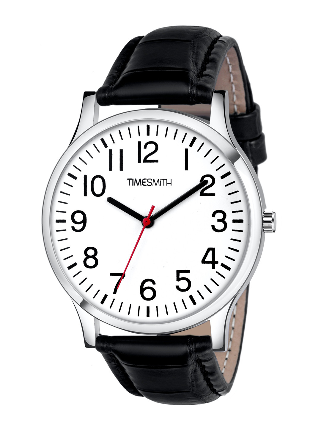 Buy TIMESMITH Men White Printed Dial & Black Leather Straps Analogue ...