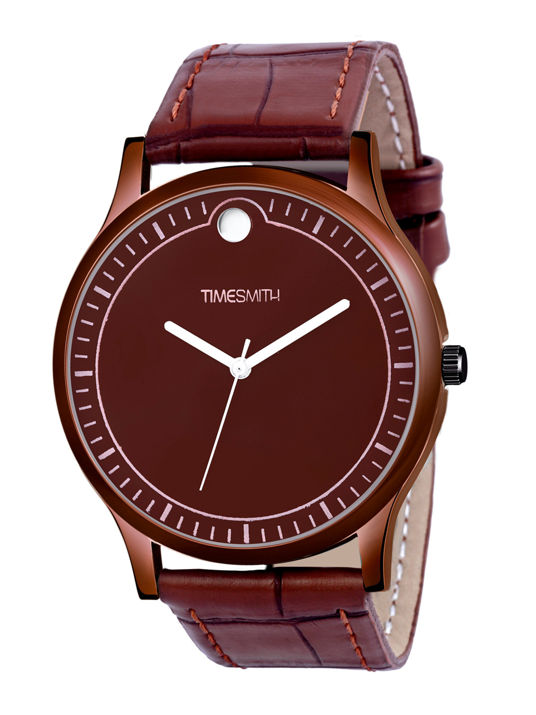 Buy TIMESMITH Men Brown Dial & Brown Leather Straps Analogue Watch ...