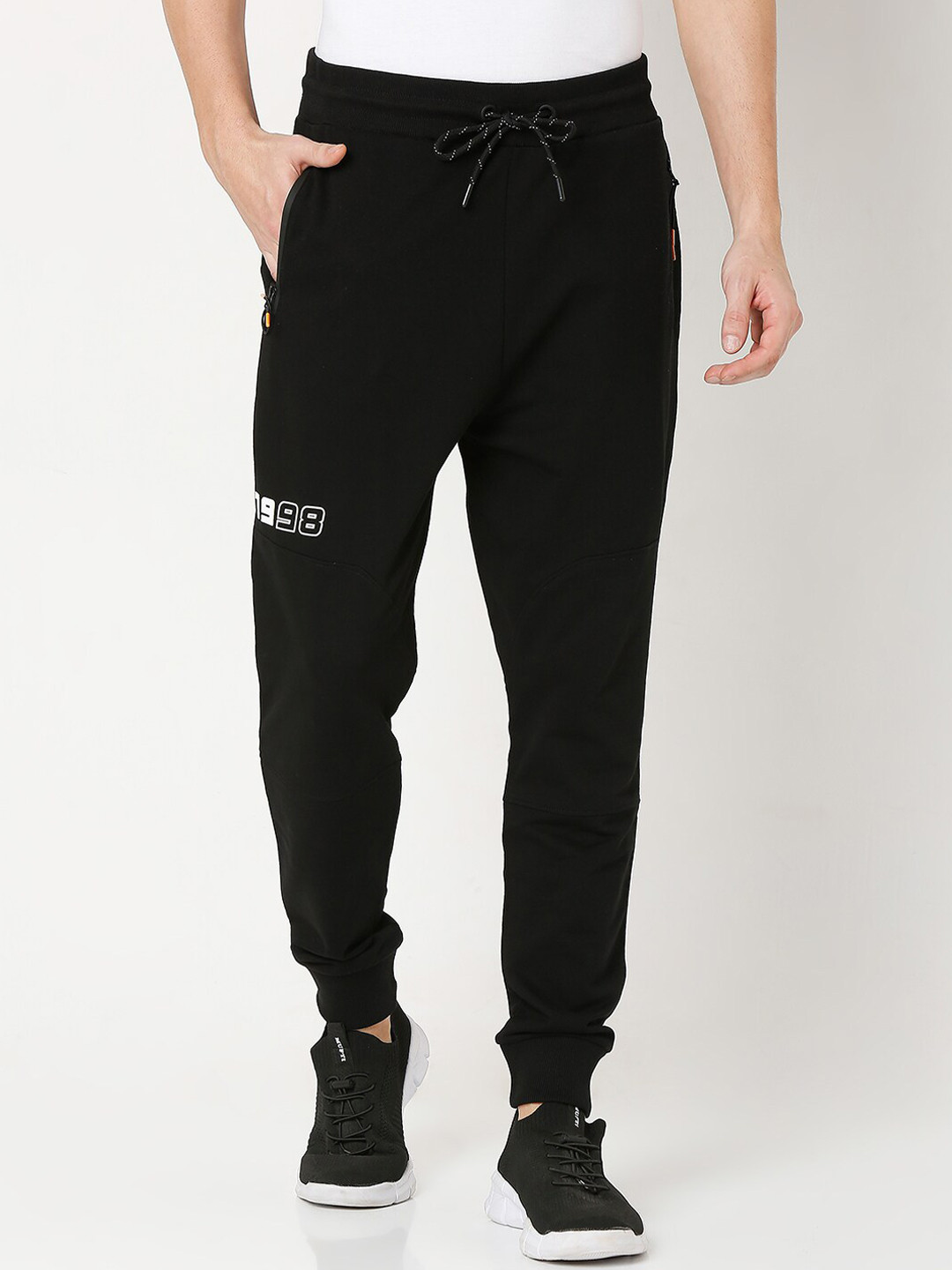 Buy Mufti Men Black Loose Fit Joggers Trousers - Trousers for Men ...