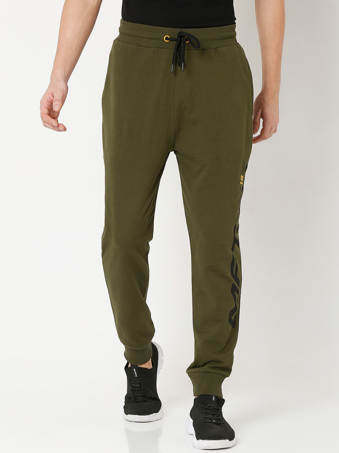 Buy Mufti Men Olive Green Loose Fit Joggers Trousers - Trousers for Men ...