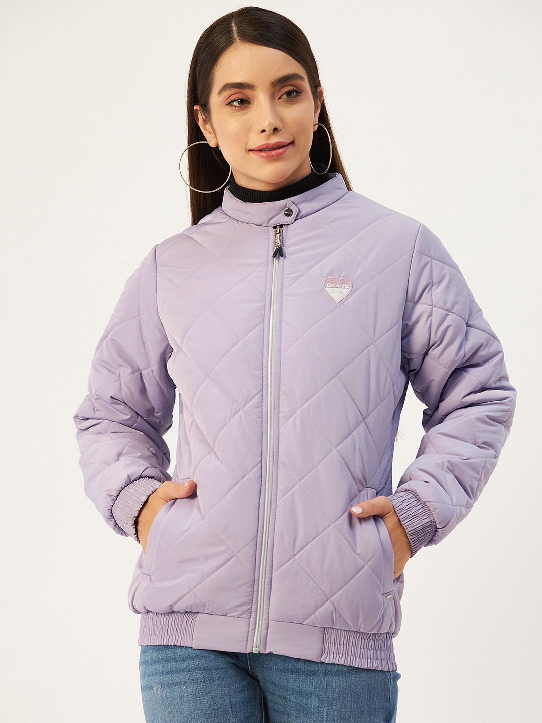 Buy Okane Women Lavender Solid Woven Padded Jacket - Jackets for Women ...