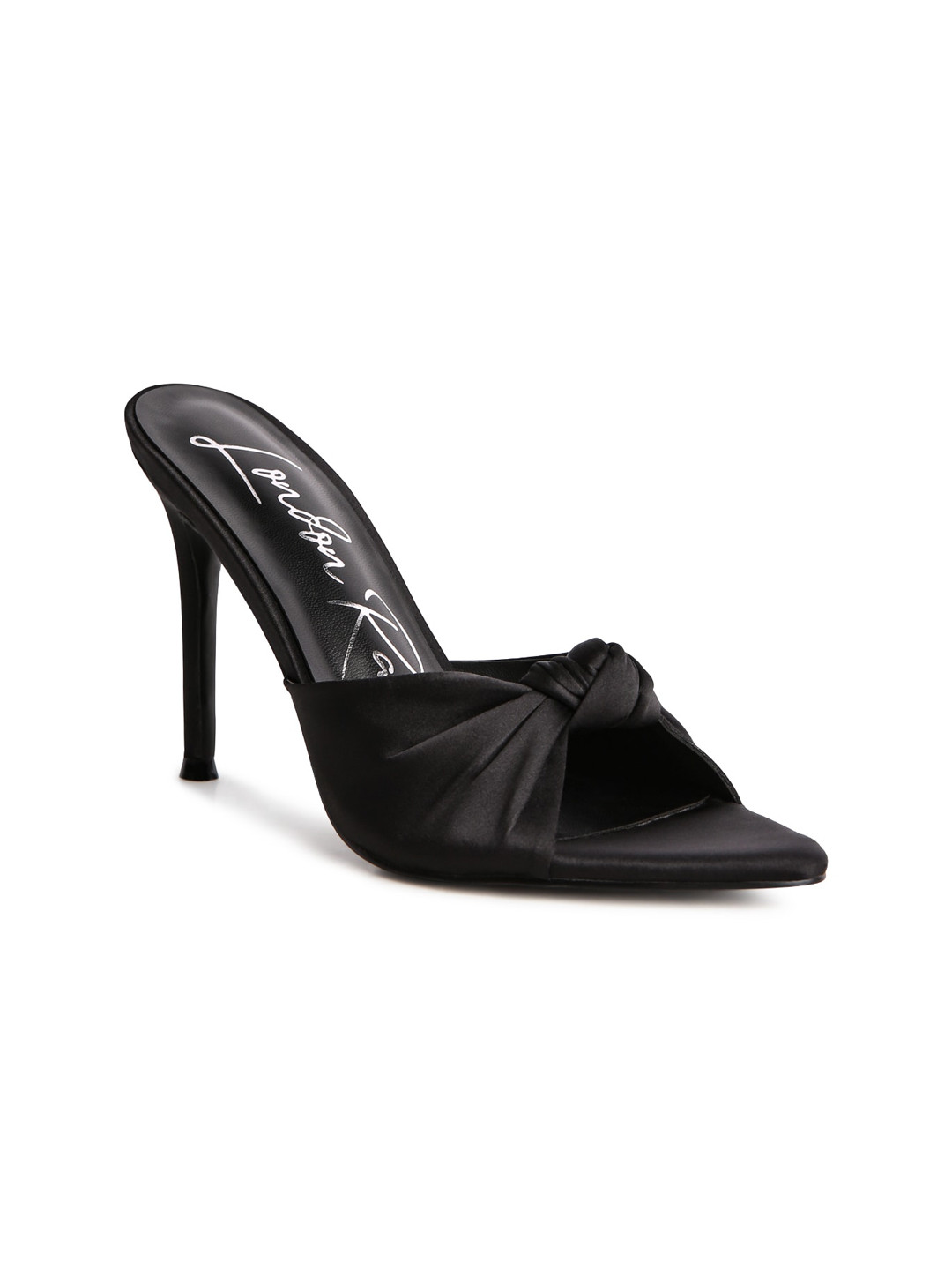 Buy London Rag Black Party Stiletto Mules With Bows - Heels for Women ...