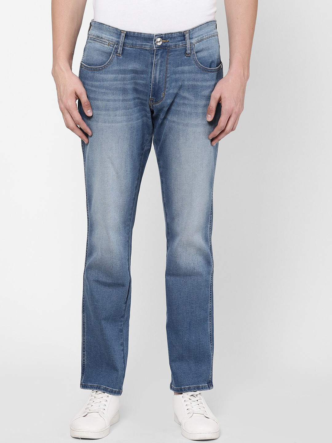 Buy Wrangler Men Blue Millard Straight Fit Heavy Fade Stretchable Denim ...