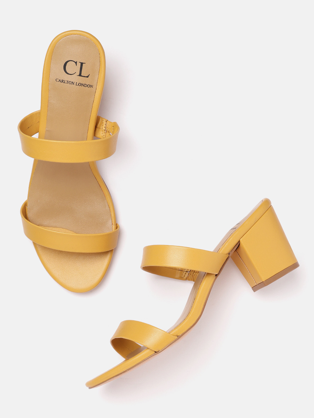 Buy Carlton London Women Mustard Yellow Solid Block Heels - Heels for ...