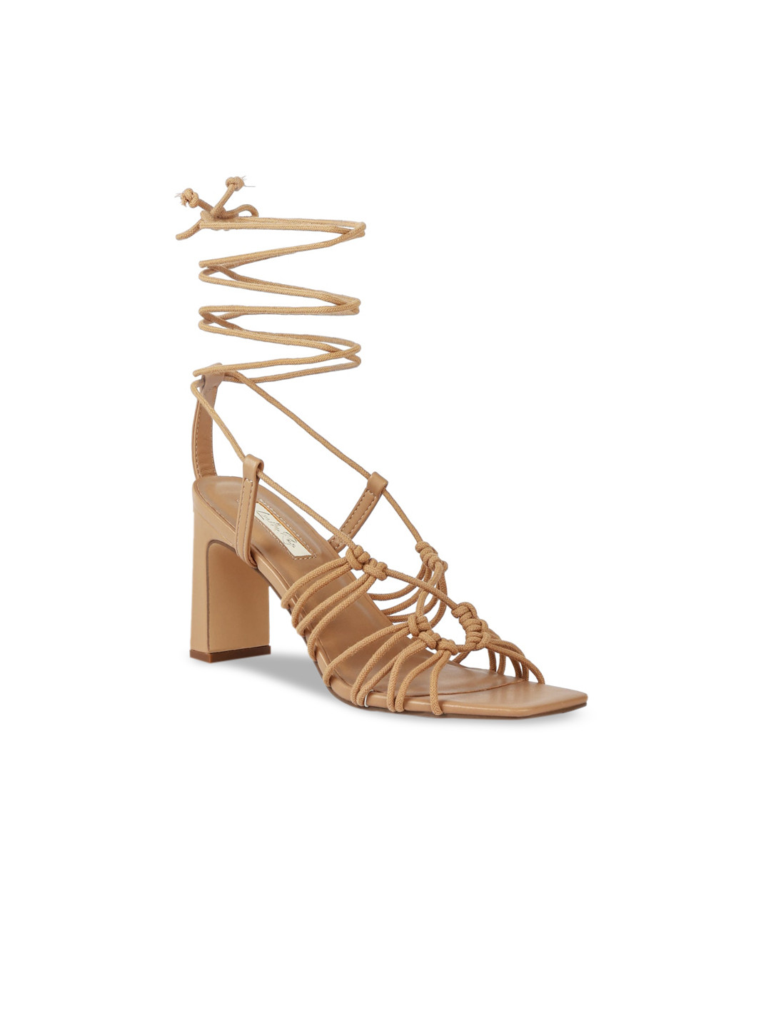 Buy London Rag Beige PU Party High Top Block Gladiators - Heels for ...