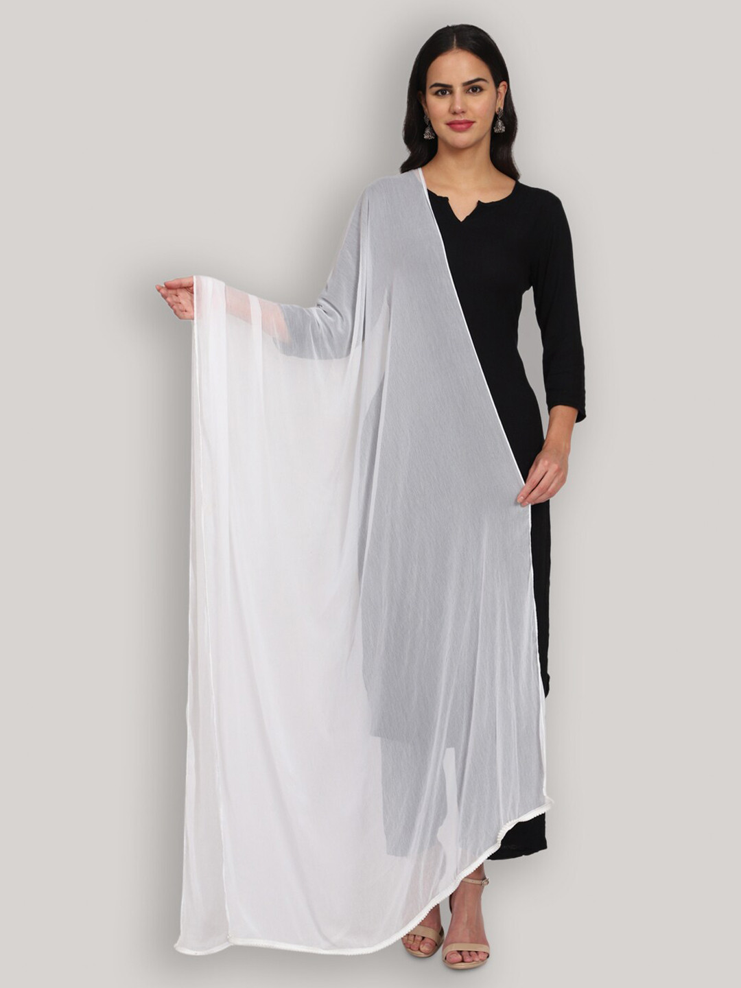 Buy SHEREEN White Chiffon Solid Dupatta - Dupatta for Women 19403812 ...