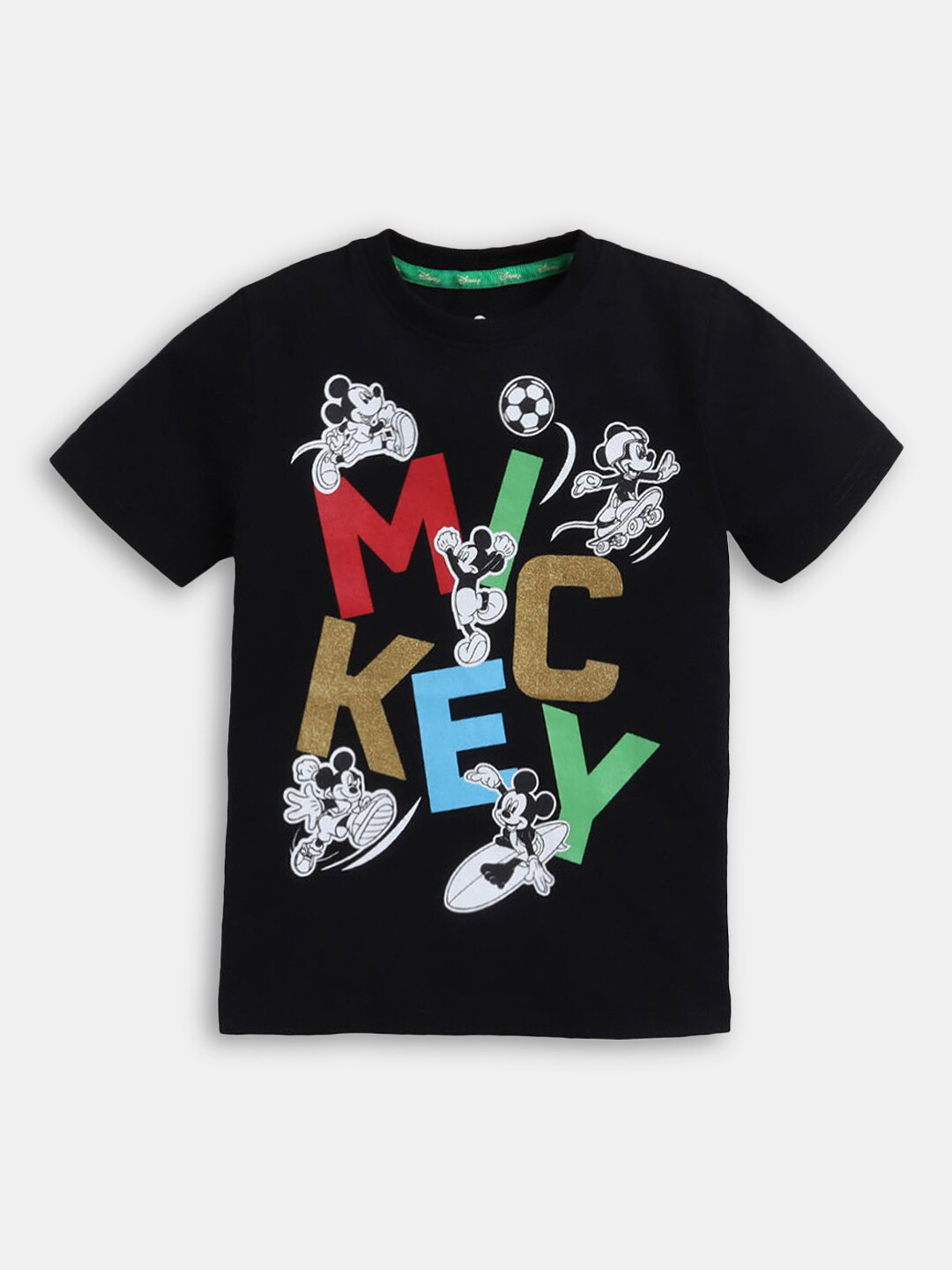 Buy Hopscotch Boys Black Mickey Mouse Print T Shirt - Tshirts for Boys ...
