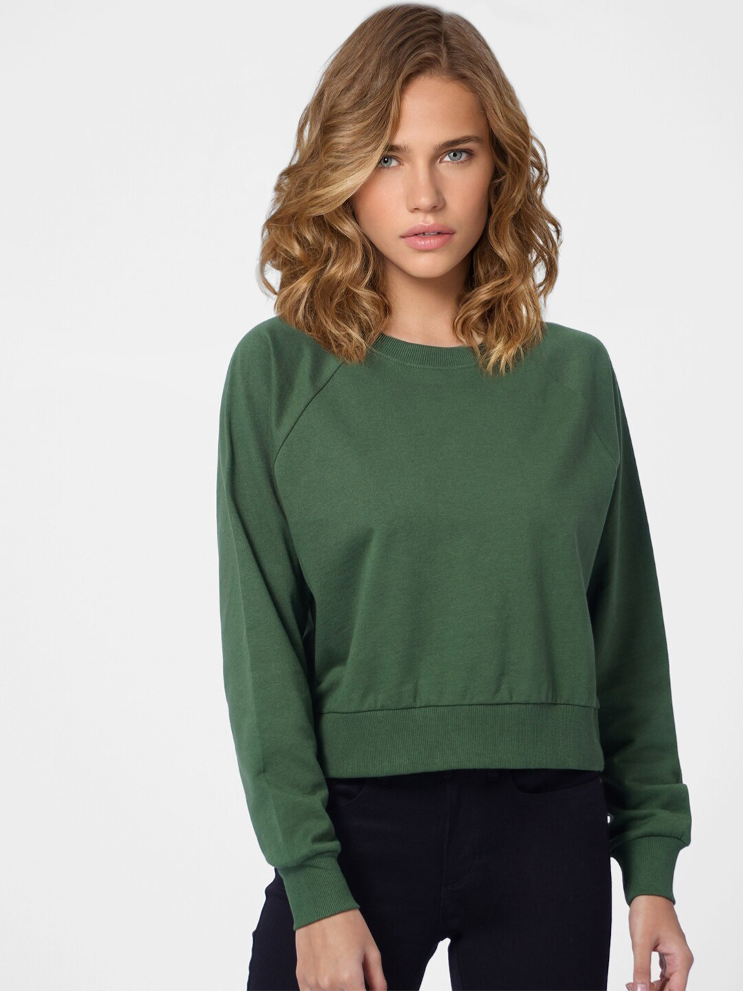 Buy ONLY Women Green Sweatshirt - Sweatshirts for Women 19405890 | Myntra