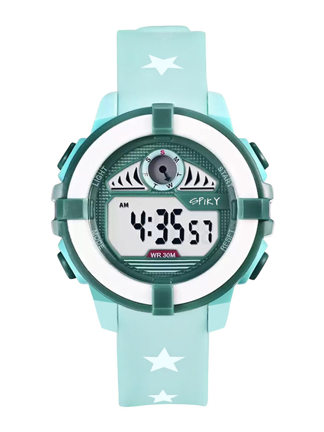 Buy Spiky Unisex Kids Grey Printed Dial & Green Straps Digital Multi ...