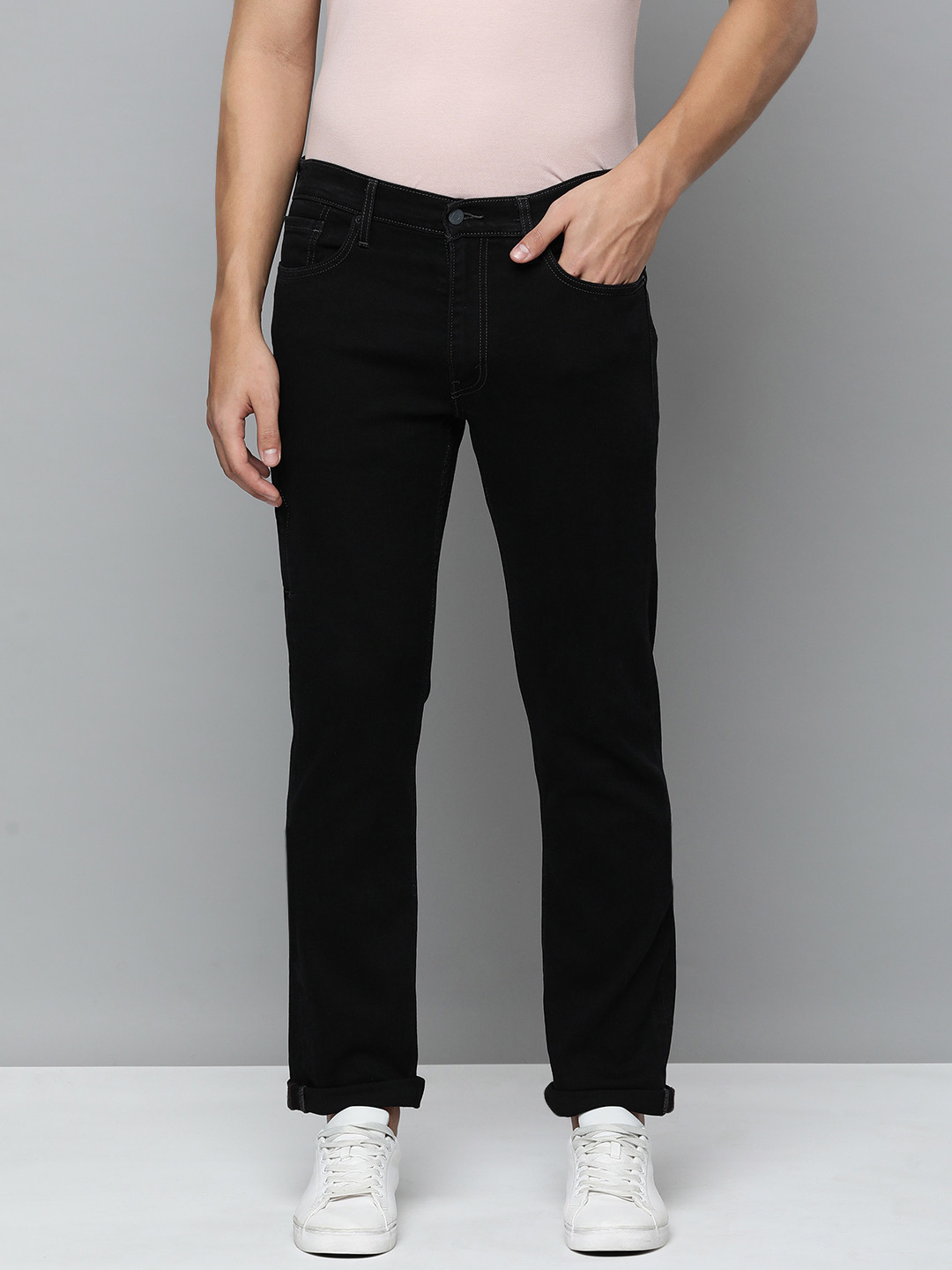 Buy Levis Men Black 513 Slim Straight Fit Mid Rise Jeans - Jeans for ...