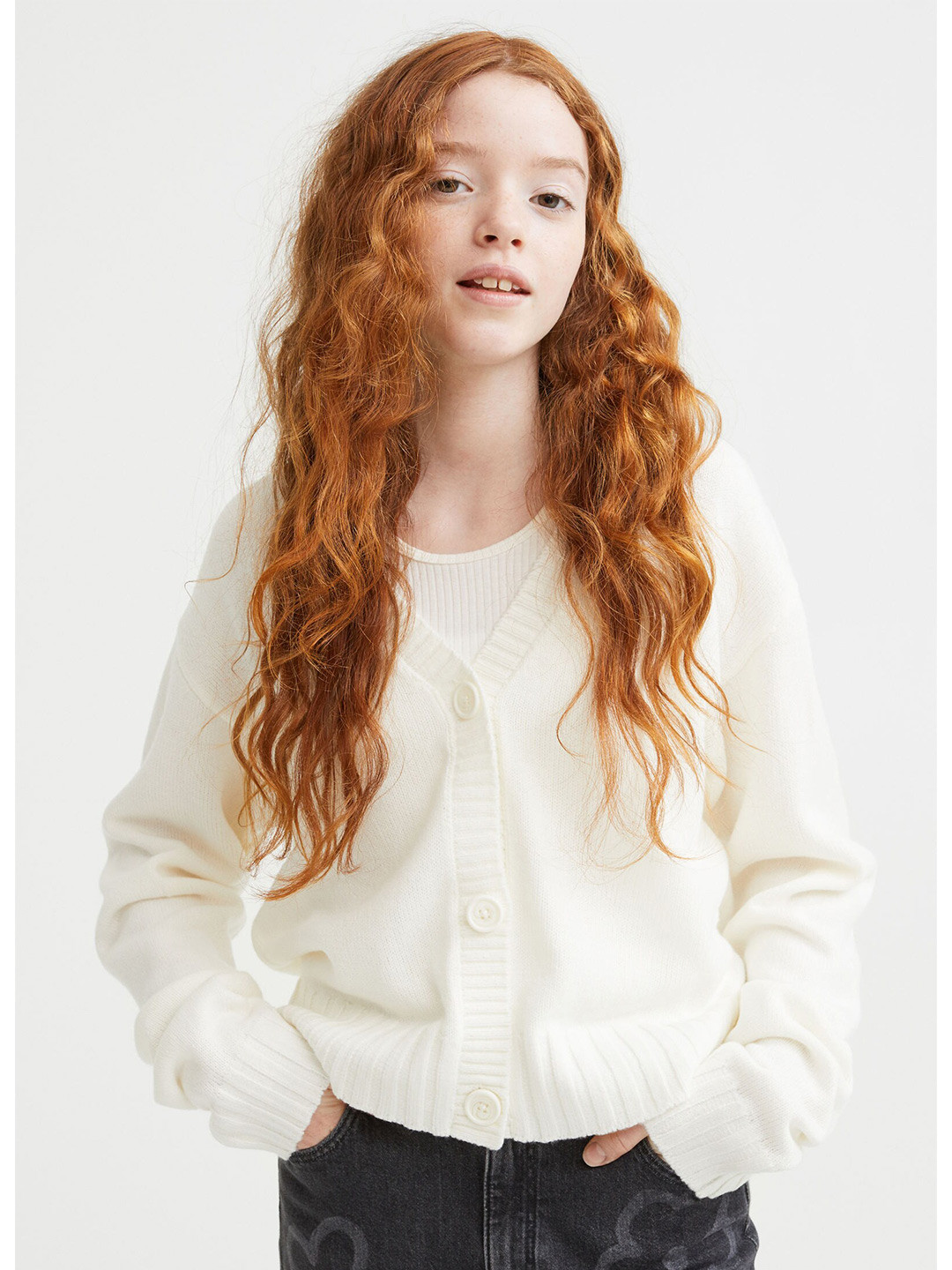 Buy H&M Girls White Knitted Cardigan - Sweaters for Girls 19410026 | Myntra