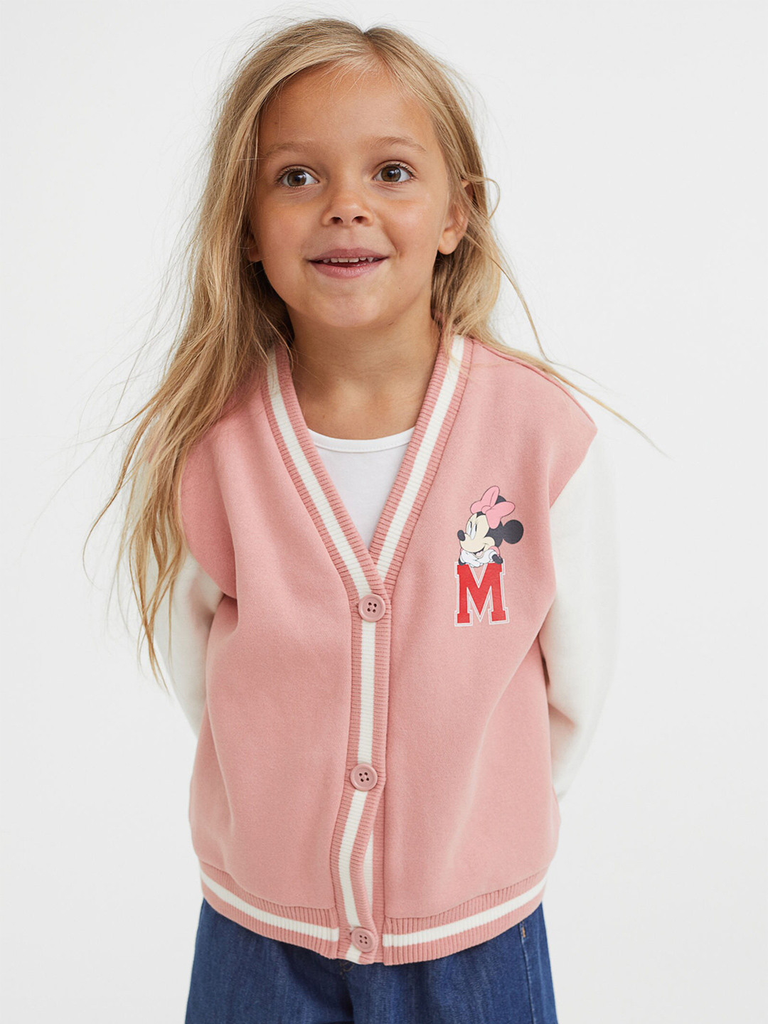 Buy H&M Girls Pink & White Minnie Mouse Printed Cardigan - Sweaters for ...