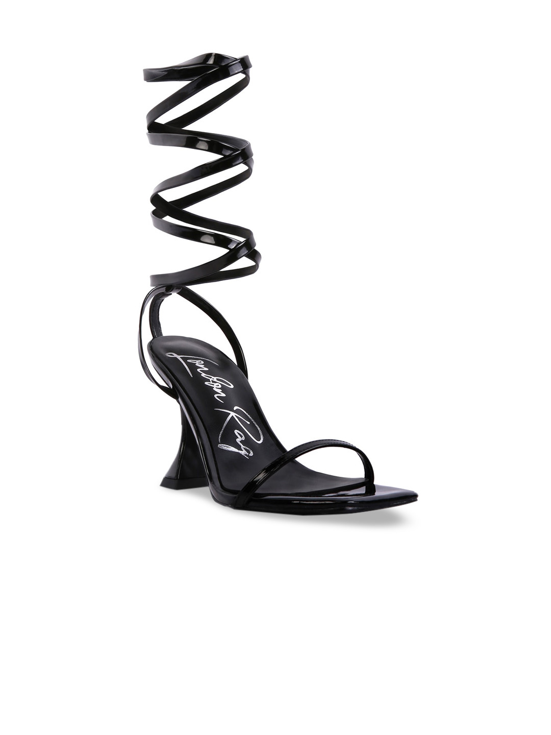 Buy London Rag Women Black PU Party Tie Up Spool Heels - Heels for ...