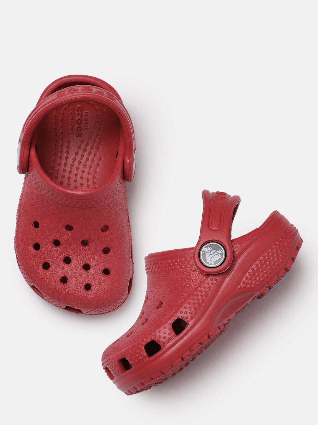 Buy Crocs Unisex Kids Red Solid Classic Clogs With Back Strap - Sandals ...