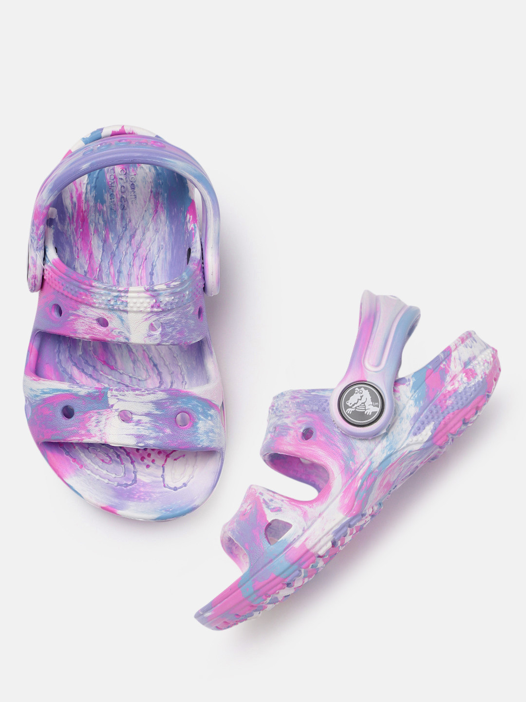Buy Crocs Kids Pink & Blue Printed Croslite Clogs - Flip Flops for ...