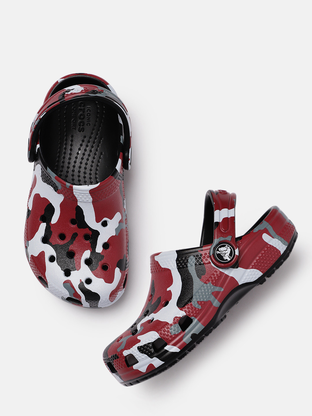 Buy Crocs Unisex Kids Maroon & Black Camouflage Print Clogs With Back ...