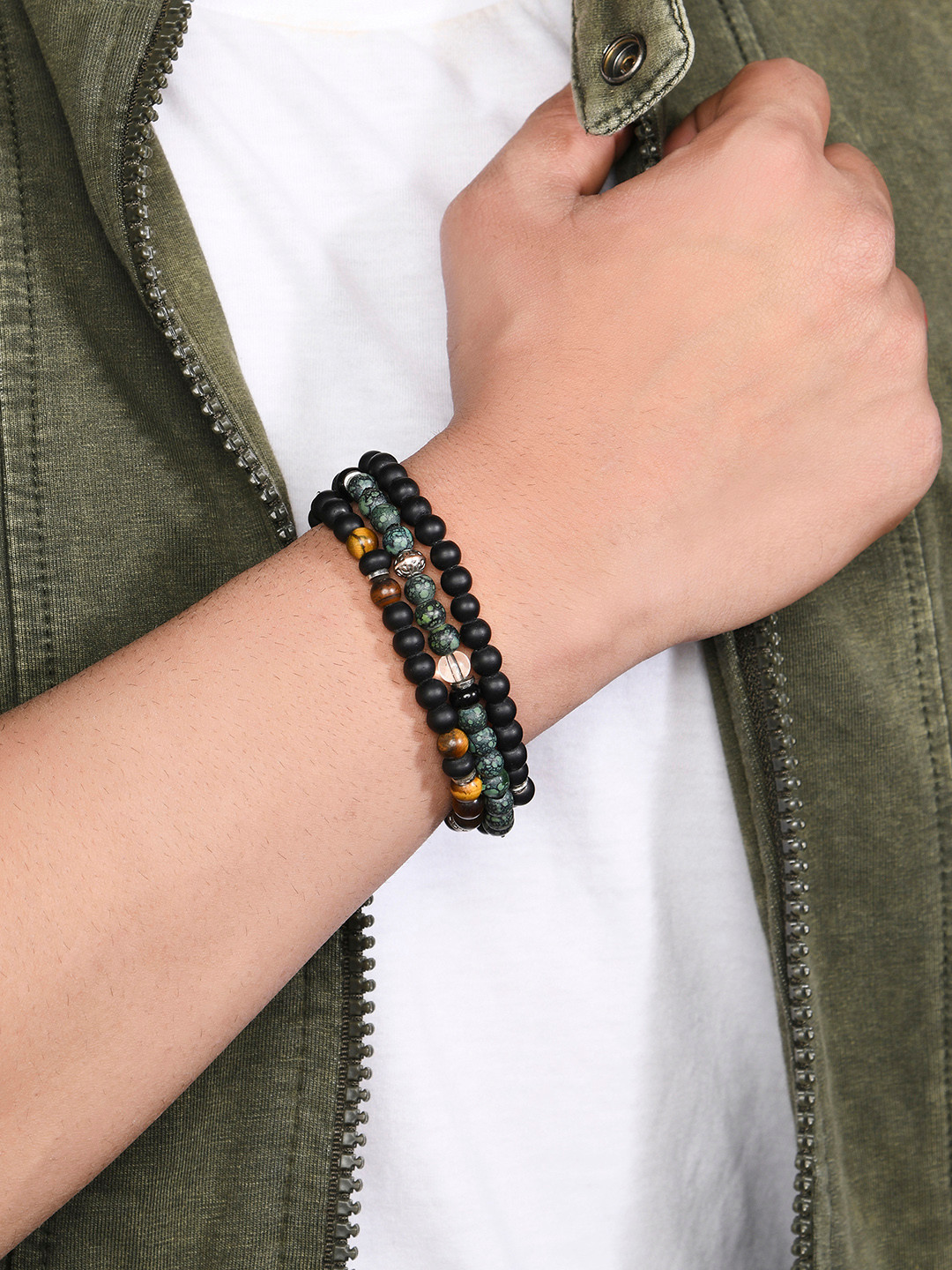 Buy The Bro Code Men 3 Silver Toned & Black Handcrafted Silver Plated ...