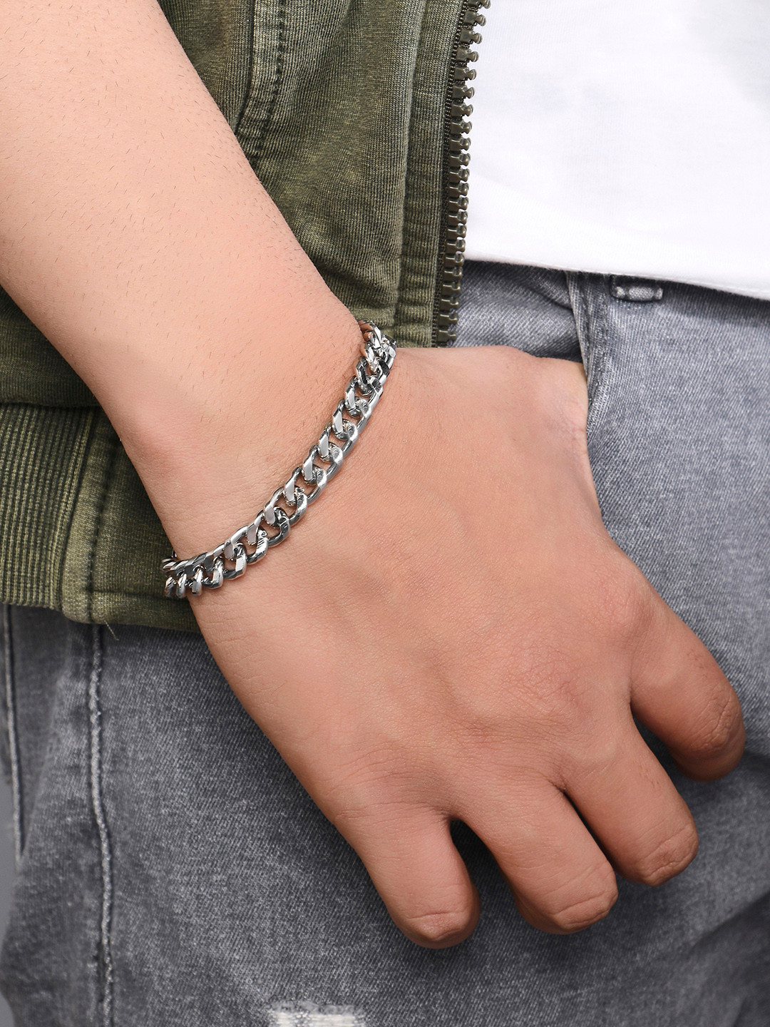 Buy The Bro Code Men Black & Silver Toned Wraparound Bracelet ...
