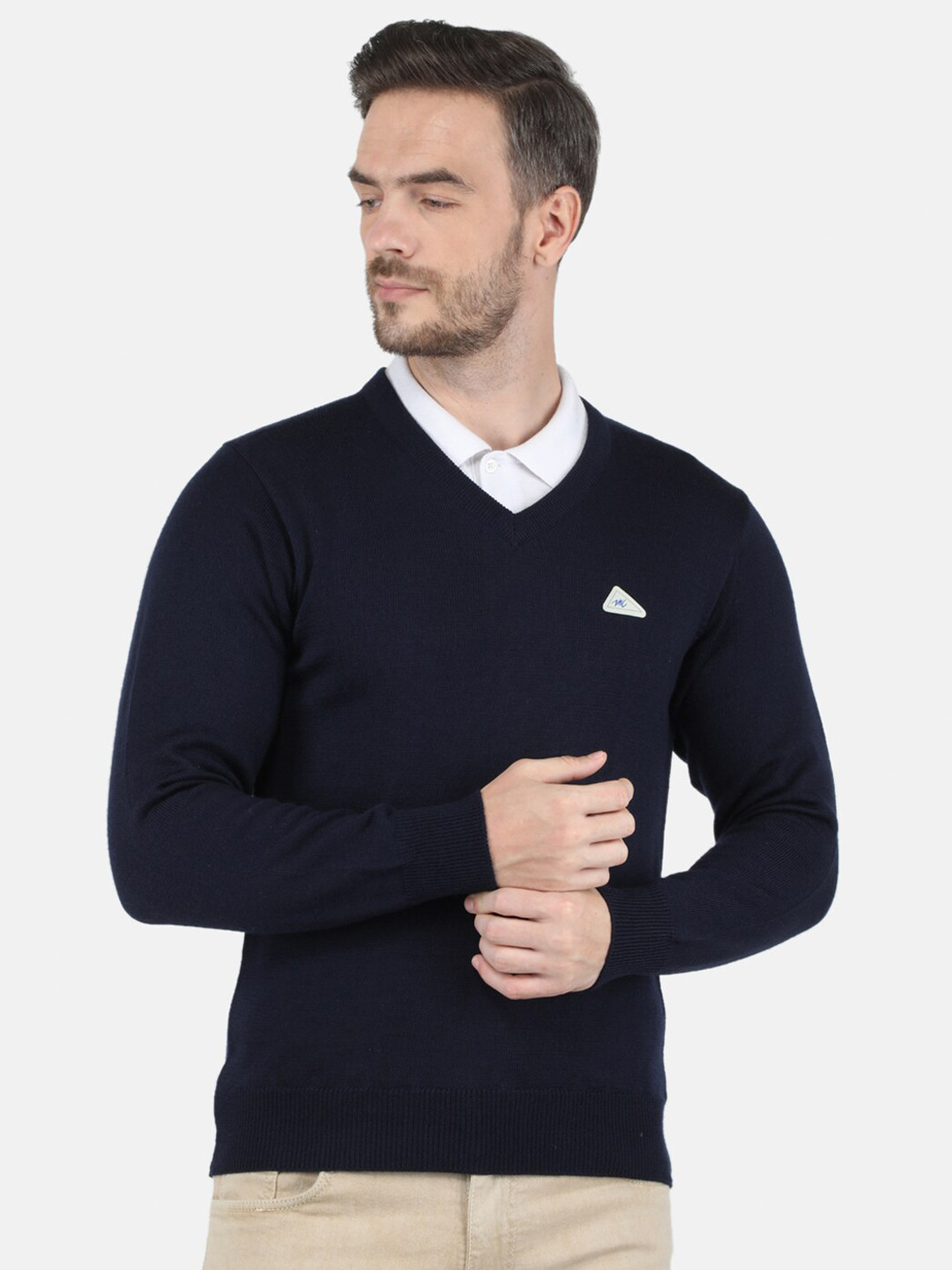 Buy Monte Carlo Men Navy Blue Solid Pullover - Sweaters for Men ...