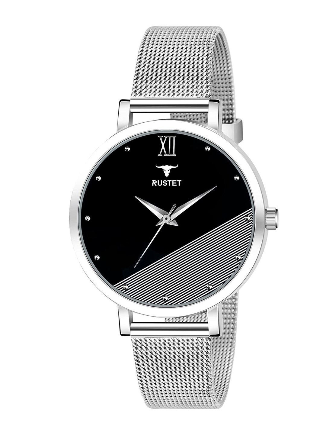 Buy RUSTET Women Black Dial & Silver Toned Straps Analogue Watch LD41 ...