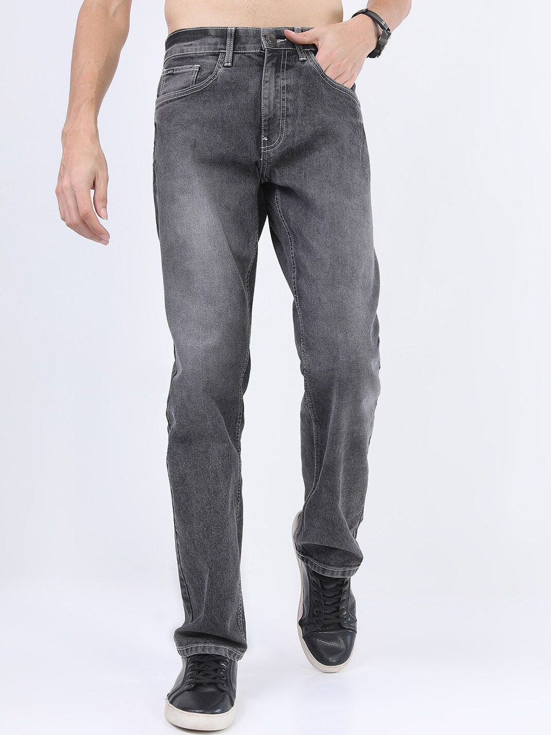 Buy HIGHLANDER Men Grey Straight Fit Stretchable Jeans - Jeans for Men ...