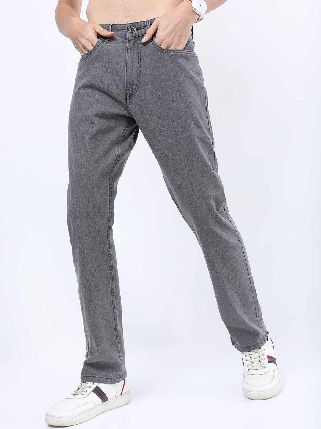 Buy HIGHLANDER Men Grey Straight Fit Stretchable Jeans - Jeans for Men ...