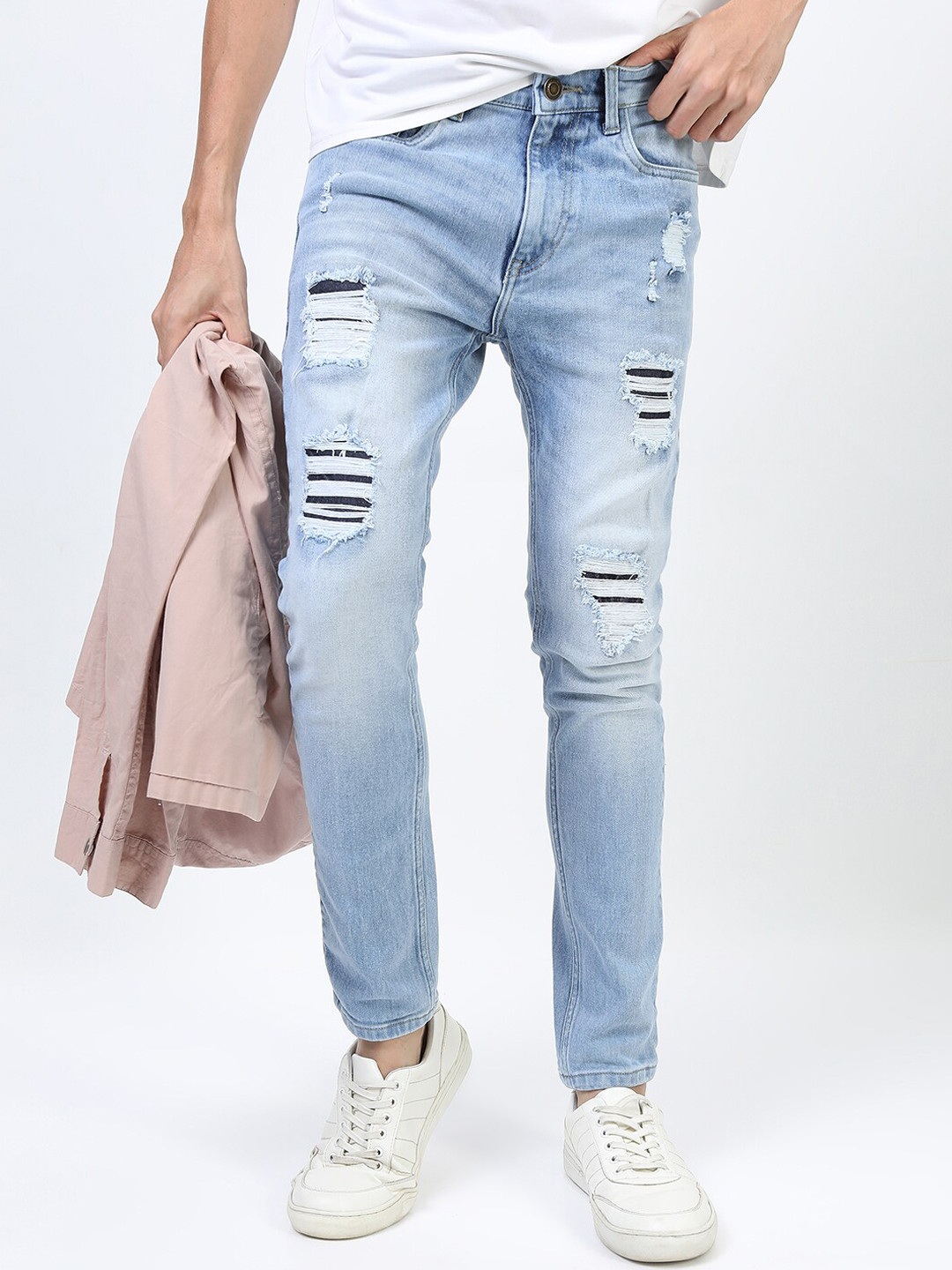 Buy HIGHLANDER Men Blue Skinny Fit Mildly Distressed Heavy Fade ...