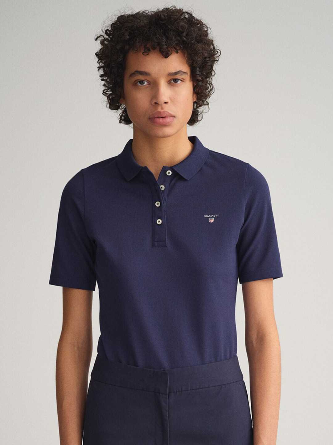 Buy GANT Women Blue Polo Collar T Shirt - Tshirts for Women 19420274 ...