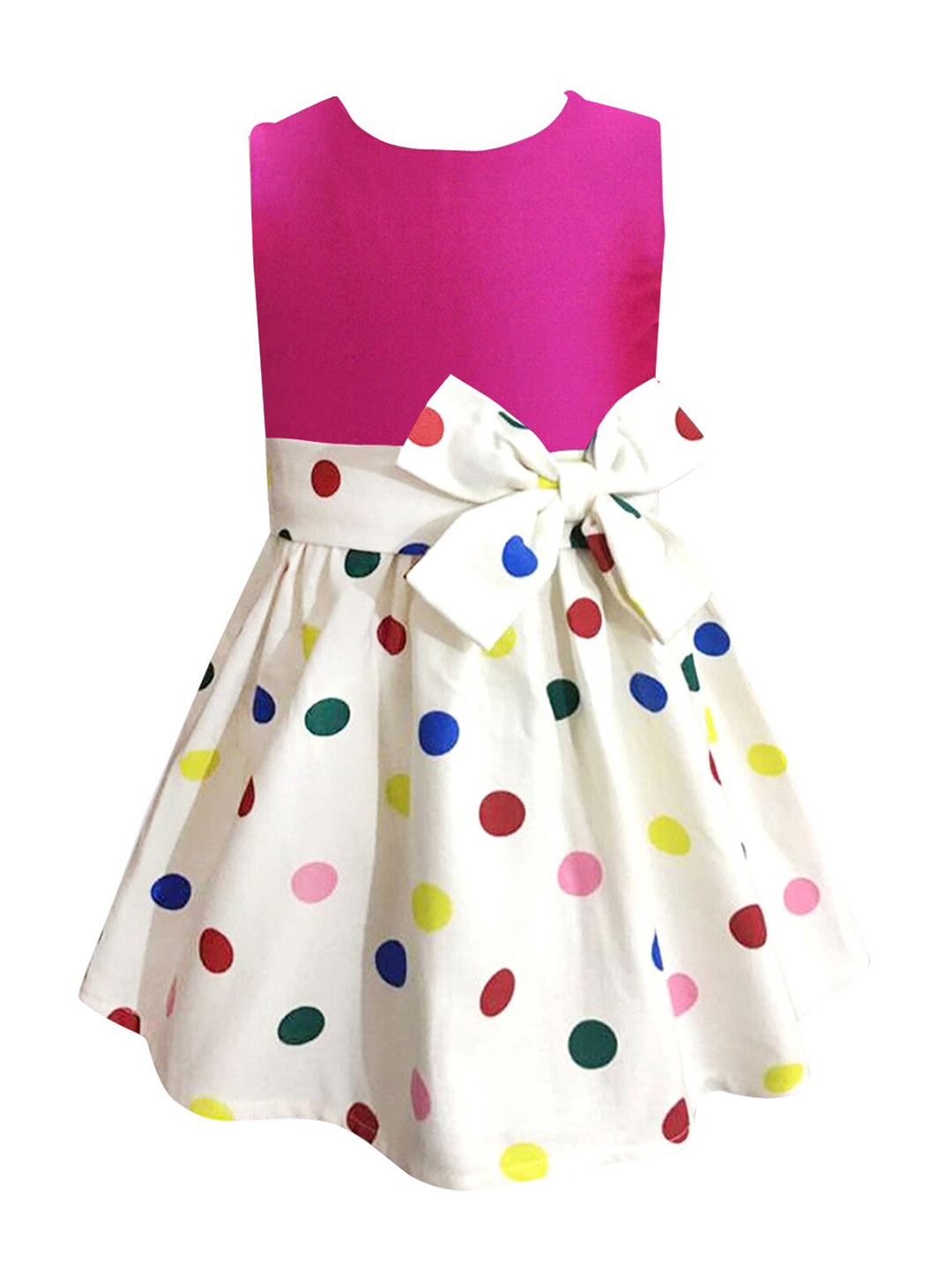 Buy A T U N Fuchsia Polka Dot Bow Dress - Dresses for Girls 19420822 ...