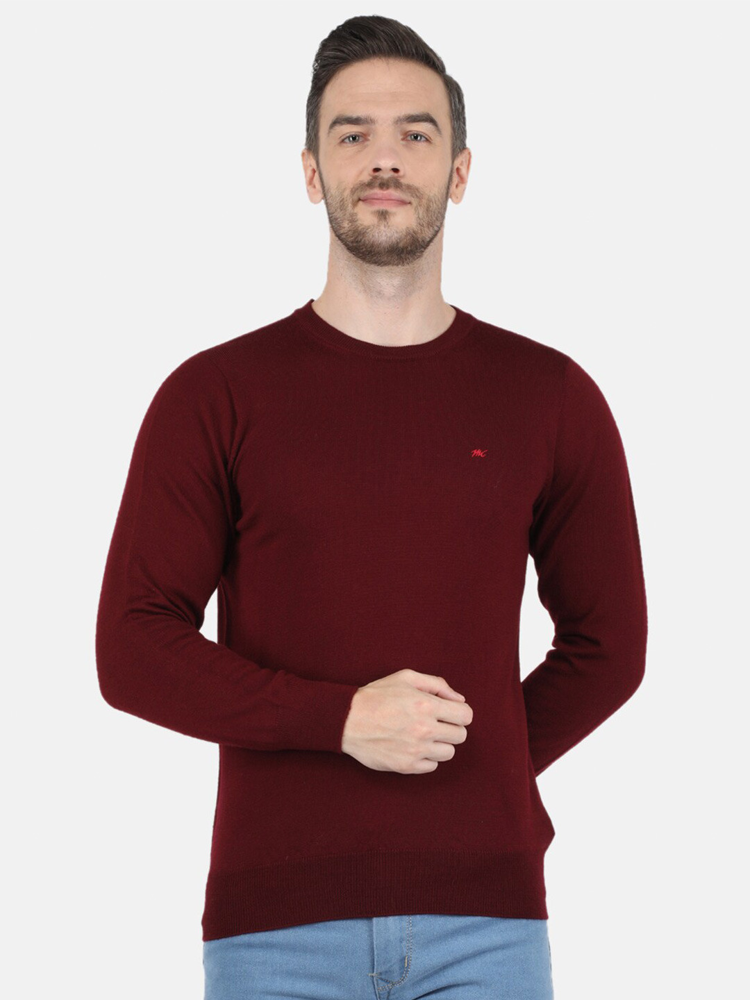 Buy Monte Carlo Men Pure Wool Maroon Pullover - Sweaters for Men ...