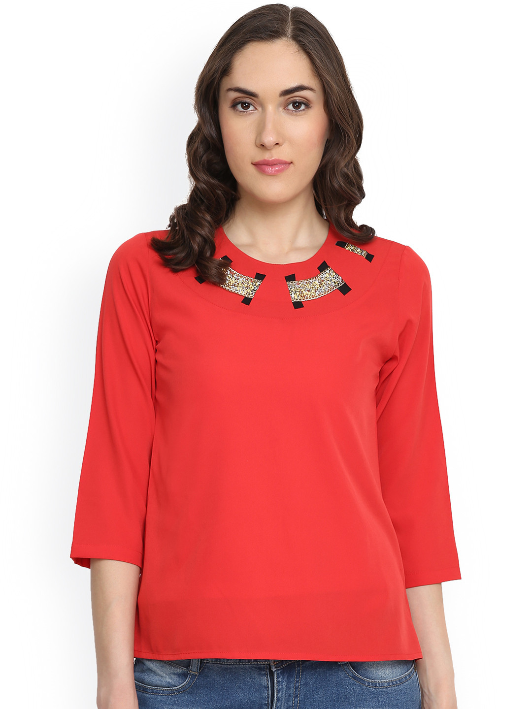 Buy PlusS Women Red Embellished Top - Tops for Women 1942465 | Myntra